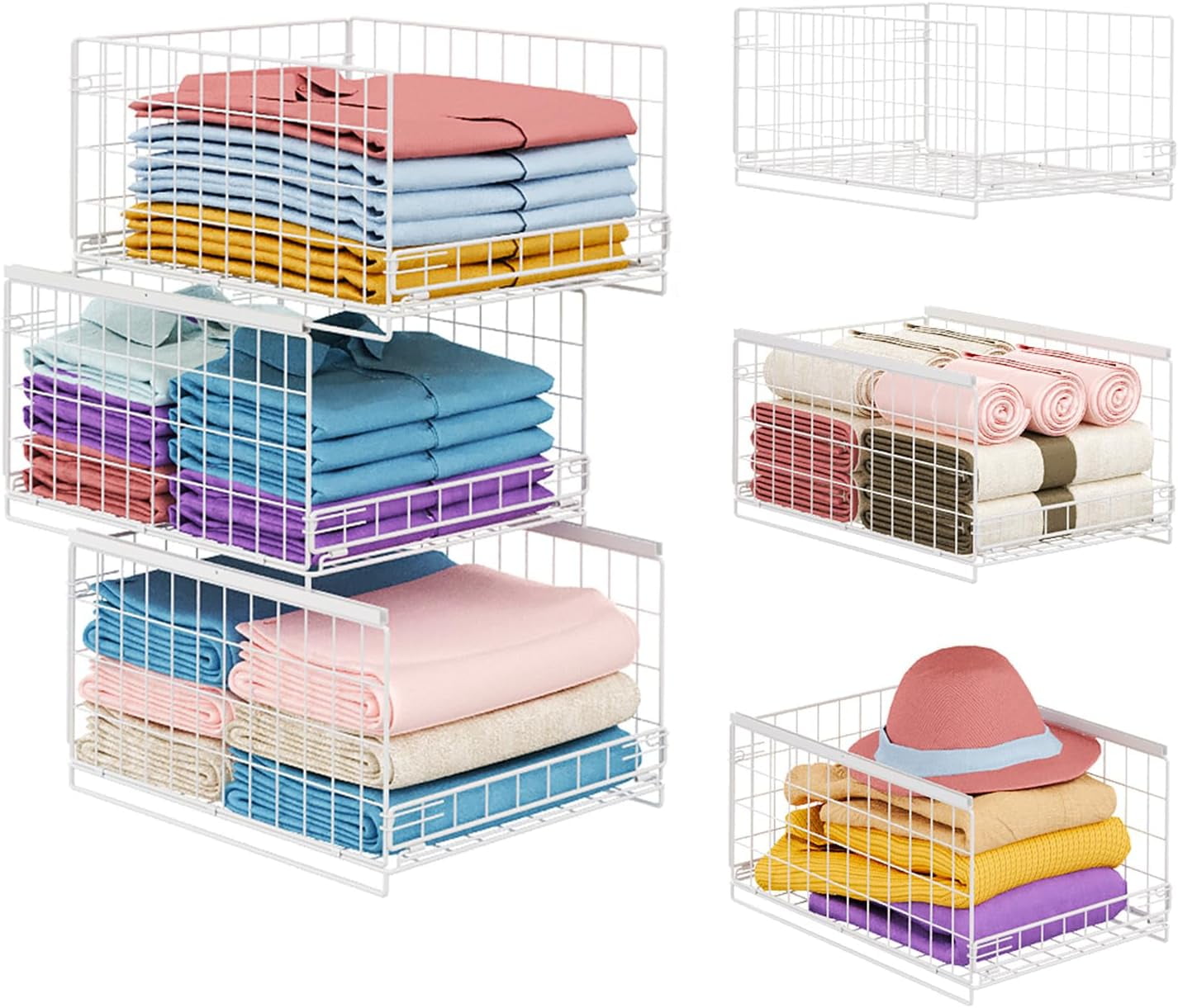 3-Tier Stackable Closet Organizers and Drawer Storage Shelves - Sliding ...