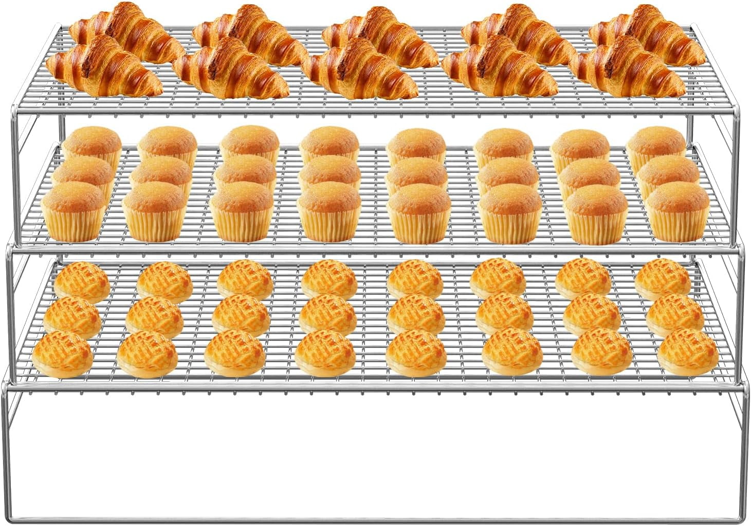 3-Tier Stackable Cooling Racks for Cooking and Baking Stainless Steel ...