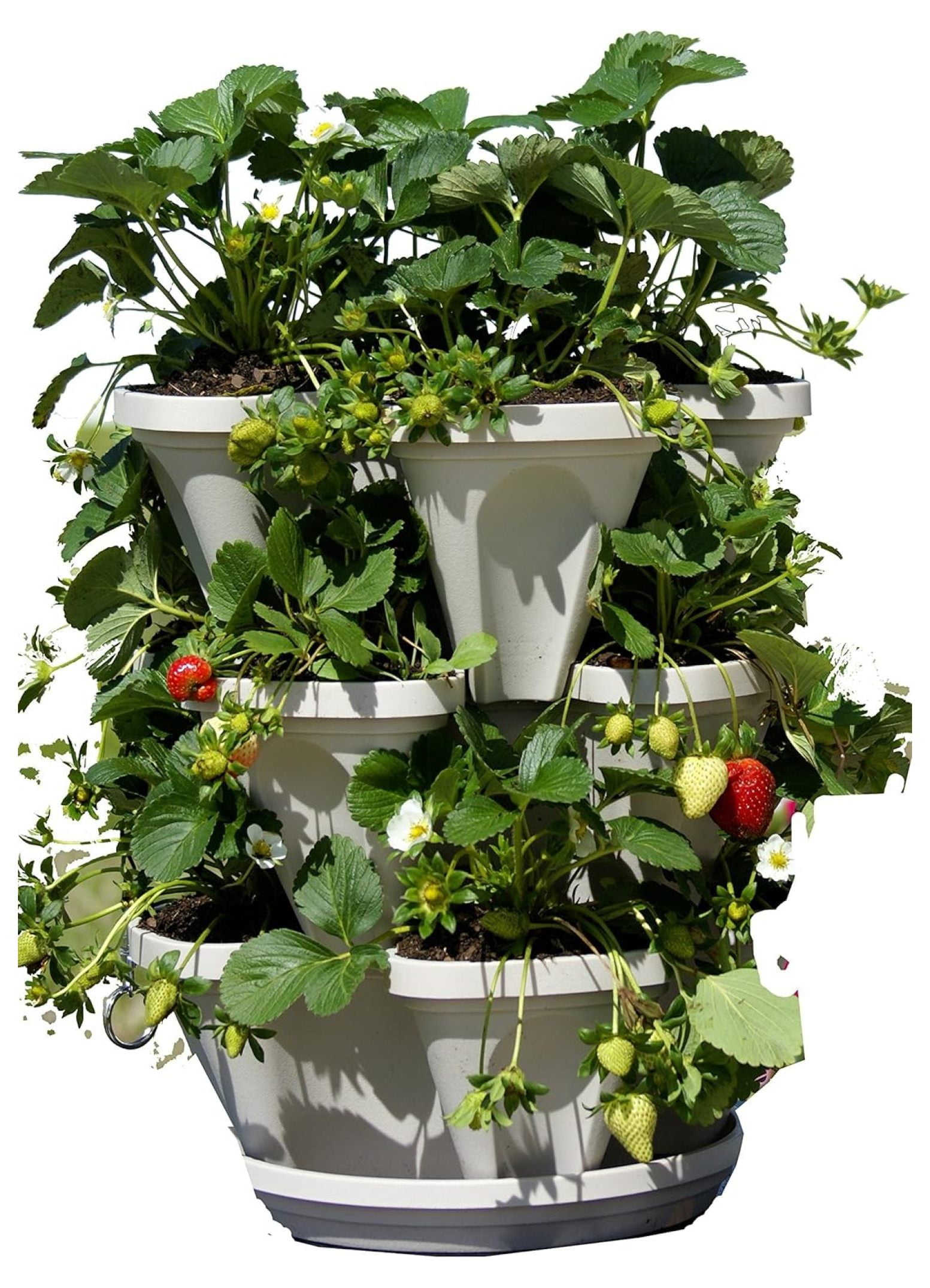 3 Tier Stackable Garden Planter Set with Bottom Saucer - Stone Color ...