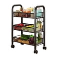 3 Tier Stackable Kitchen Storage Cart, Metal Mesh Fruit Basket with 4 ...