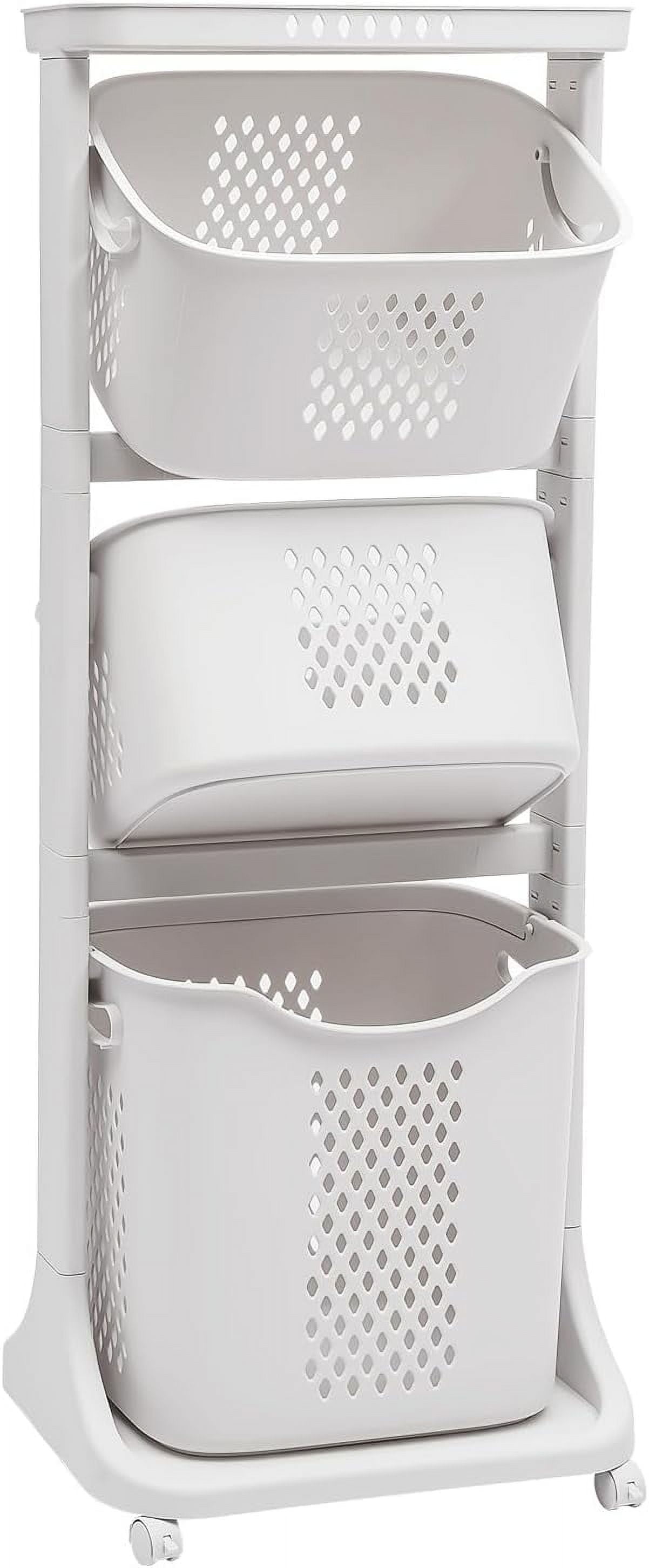 3 Tier Stackable Laundry Basket, Multi-layer Clothes Storage Basket ...