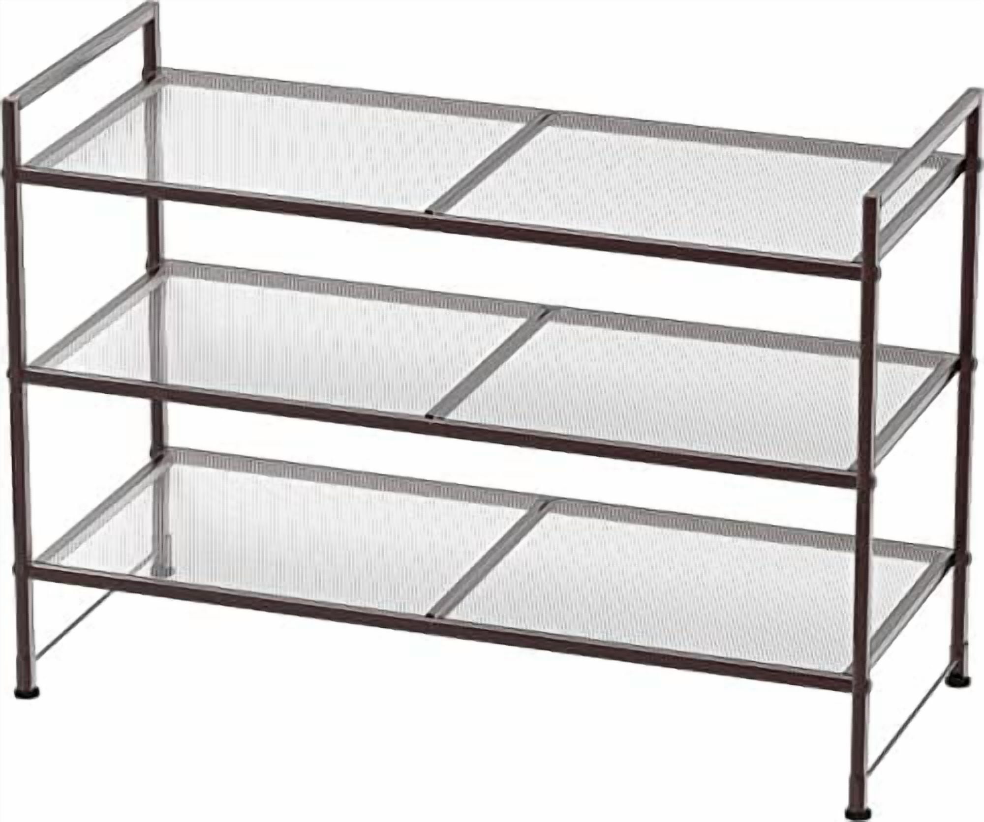 3-Tier Stackable Mesh Shoe Rack, Bronze - Walmart.com