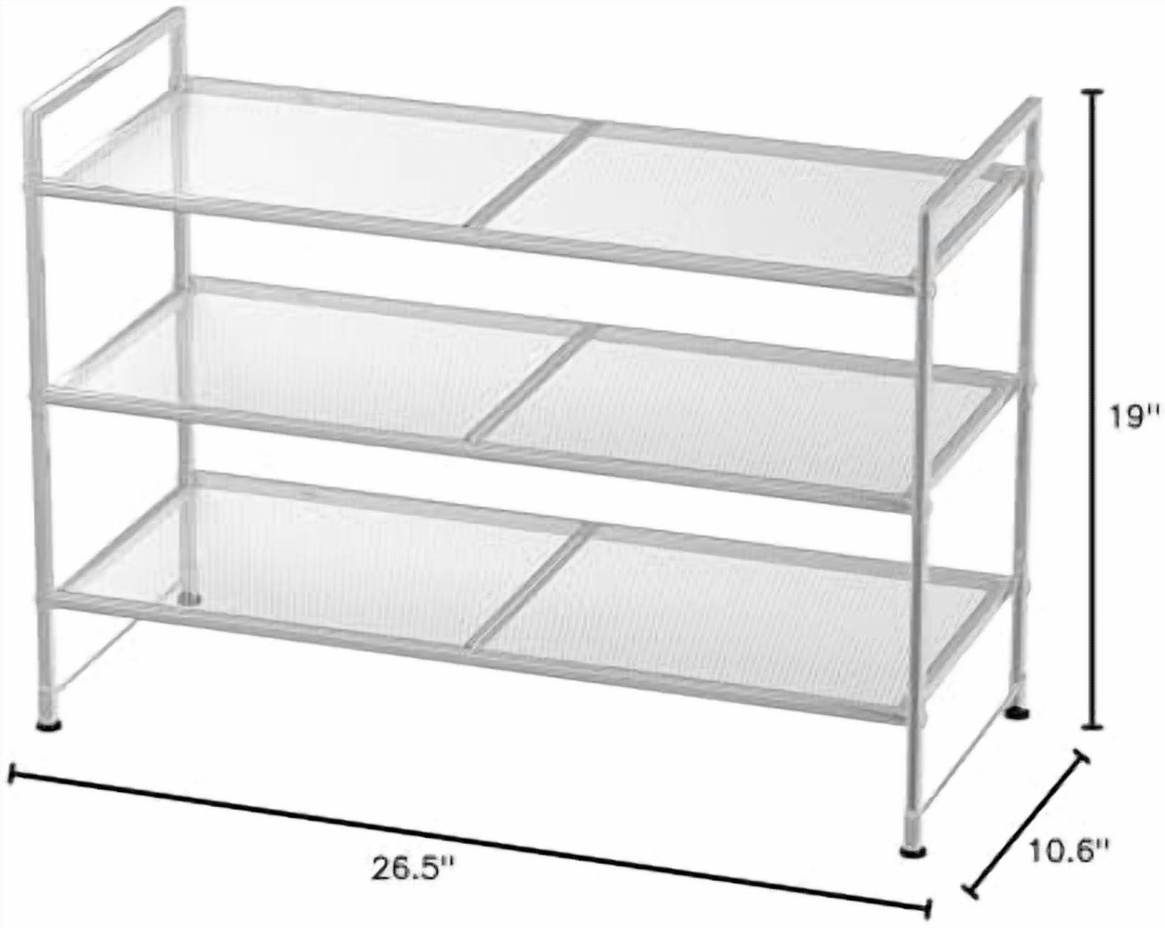 3-Tier Stackable Mesh Shoe Rack, Silver - Walmart.com