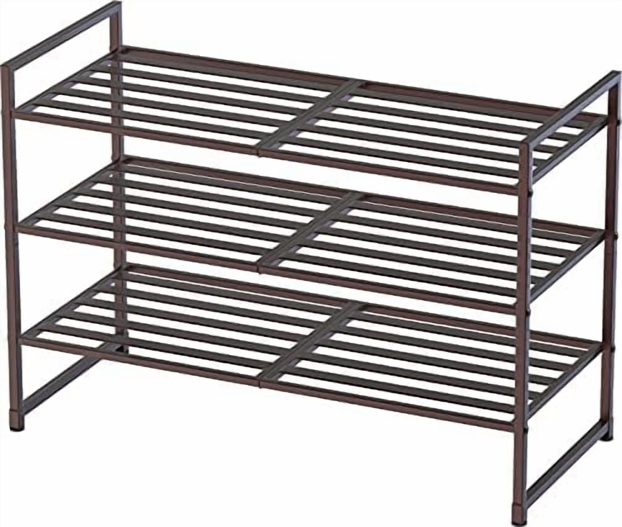3-Tier Stackable Metal Panel Shoes Rack, Bronze - Walmart.com