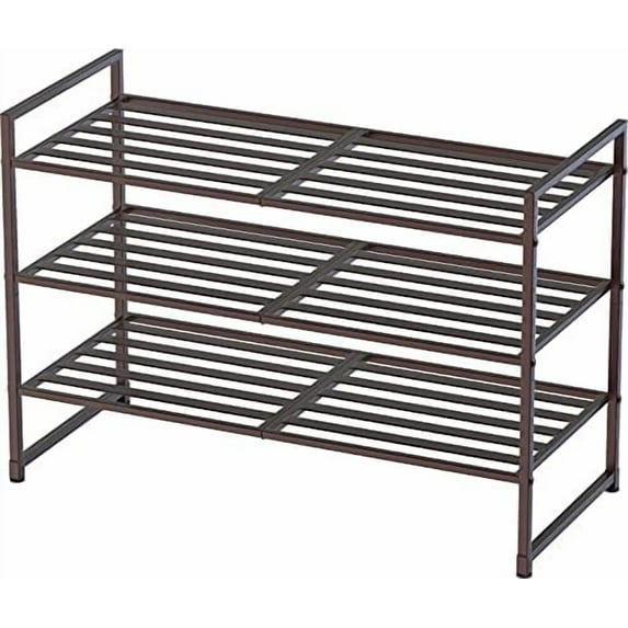 3-Tier Stackable Metal Panel Shoes Rack, Bronze - Walmart.com