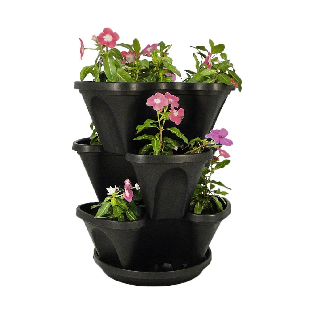 3 Tier Stackable Planter for Flowers Herbs Vegetables, Self Watering ...