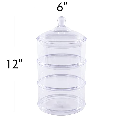 3-Tier Stackable Plastic Candy Jar with Lid Premium Acrylic Plastic BPA ...