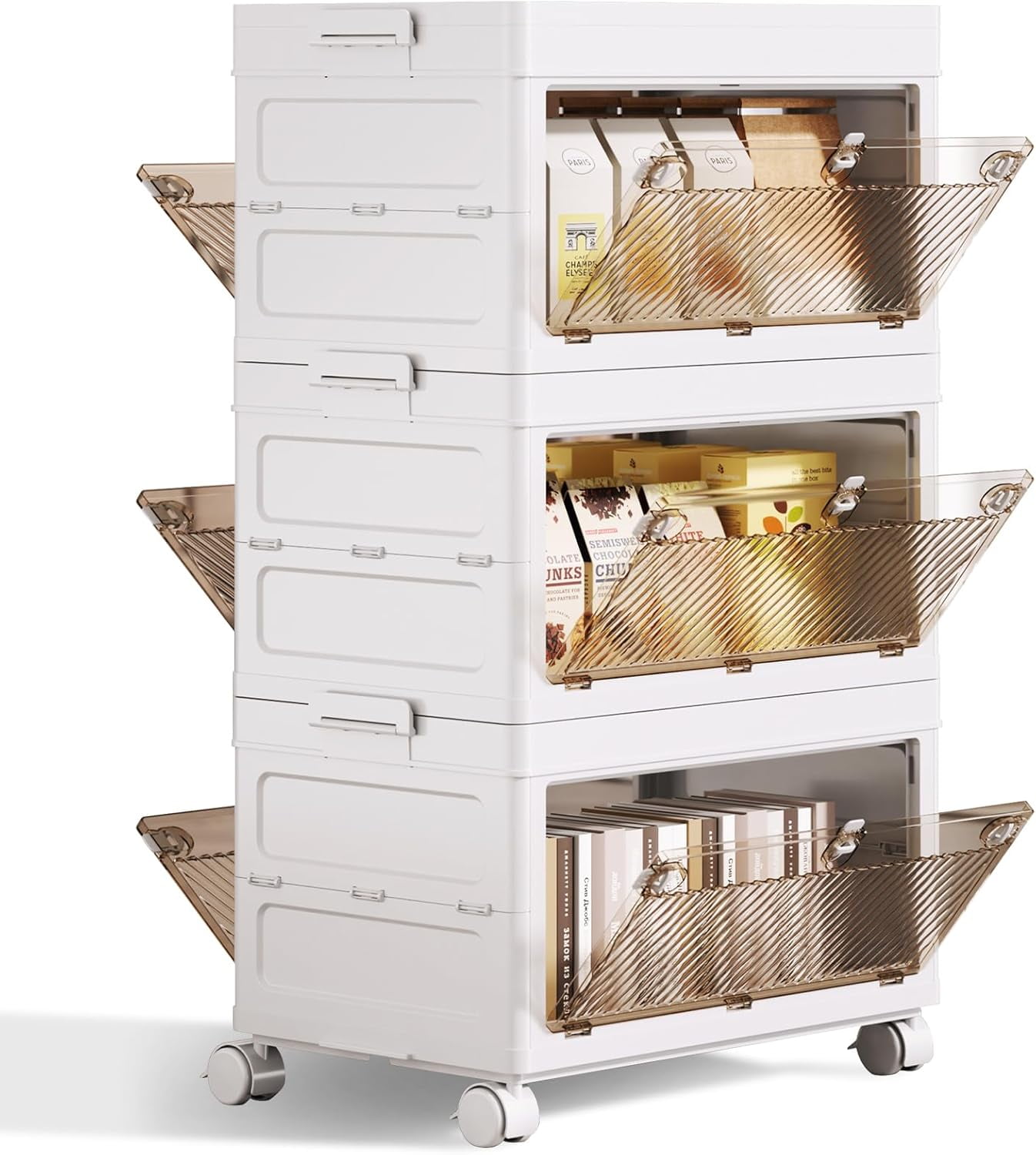 3-Tier Stackable Plastic Storage Bins - 67QT Stackable Storage Bins ...