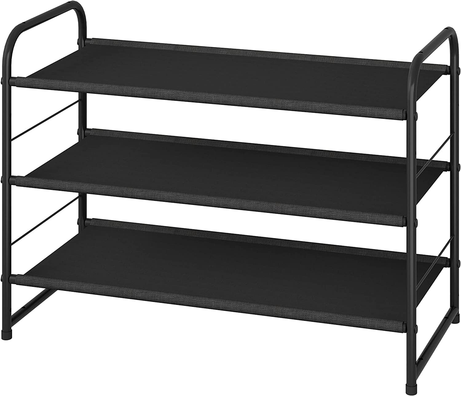 3 Tier Stackable Shoe Rack, Expandable Adjustable Fabric Shoe Shelf ...