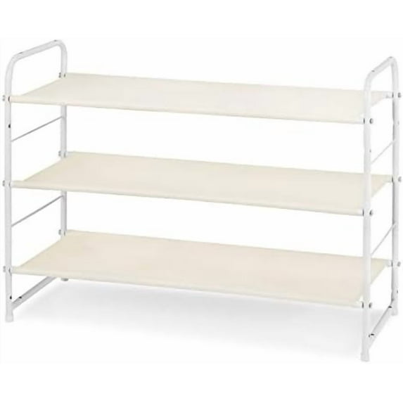 3-Tier Stackable Shoe Rack, Expandable & Adjustable Fabric Shoe Shelf ...