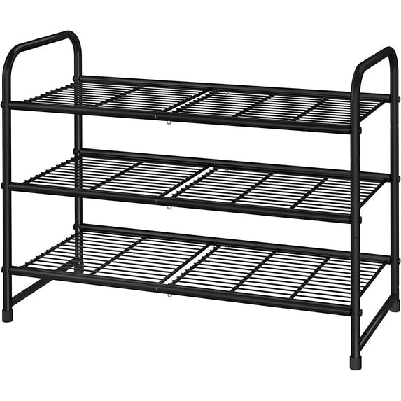3-Tier Stackable Shoe Rack, Expandable & Adjustable Shoe Shelf Storage ...