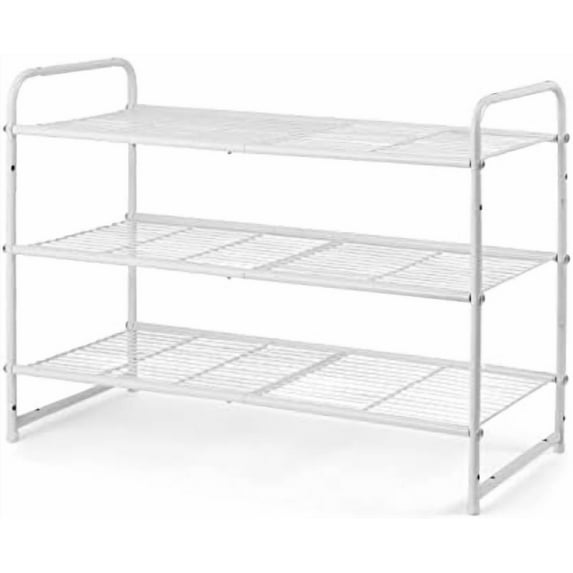 3-Tier Stackable Shoe Rack, Expandable & Adjustable Shoe Shelf Storage ...