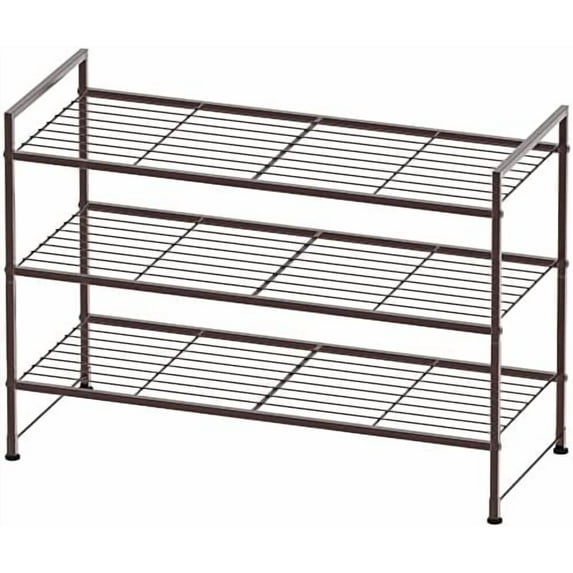 3-Tier Stackable Shoes Rack Storage Shelf, Bronze - Walmart.com