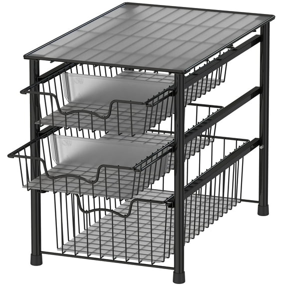 3-Tier Stackable Sliding Basket Storage Organizer Drawer for Bathroom ...