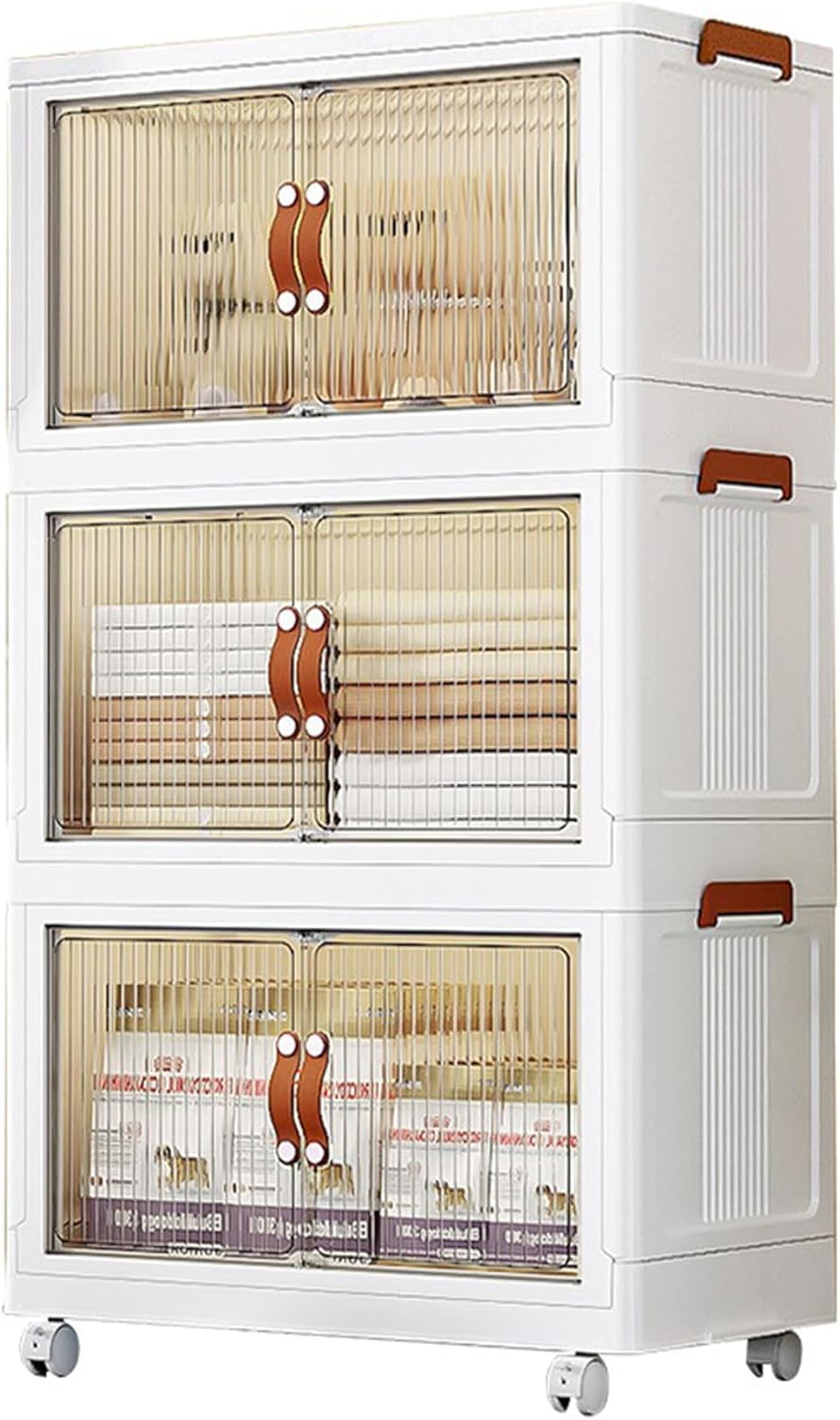 3-Tier Stackable Storage Bin with Lid, Folding Storage Bin with ...