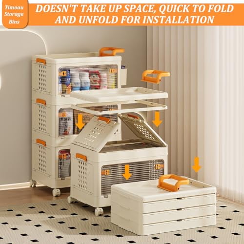 3 Tier Stackable Storage Bins with Lids, 33Qt Plastic Storage ...