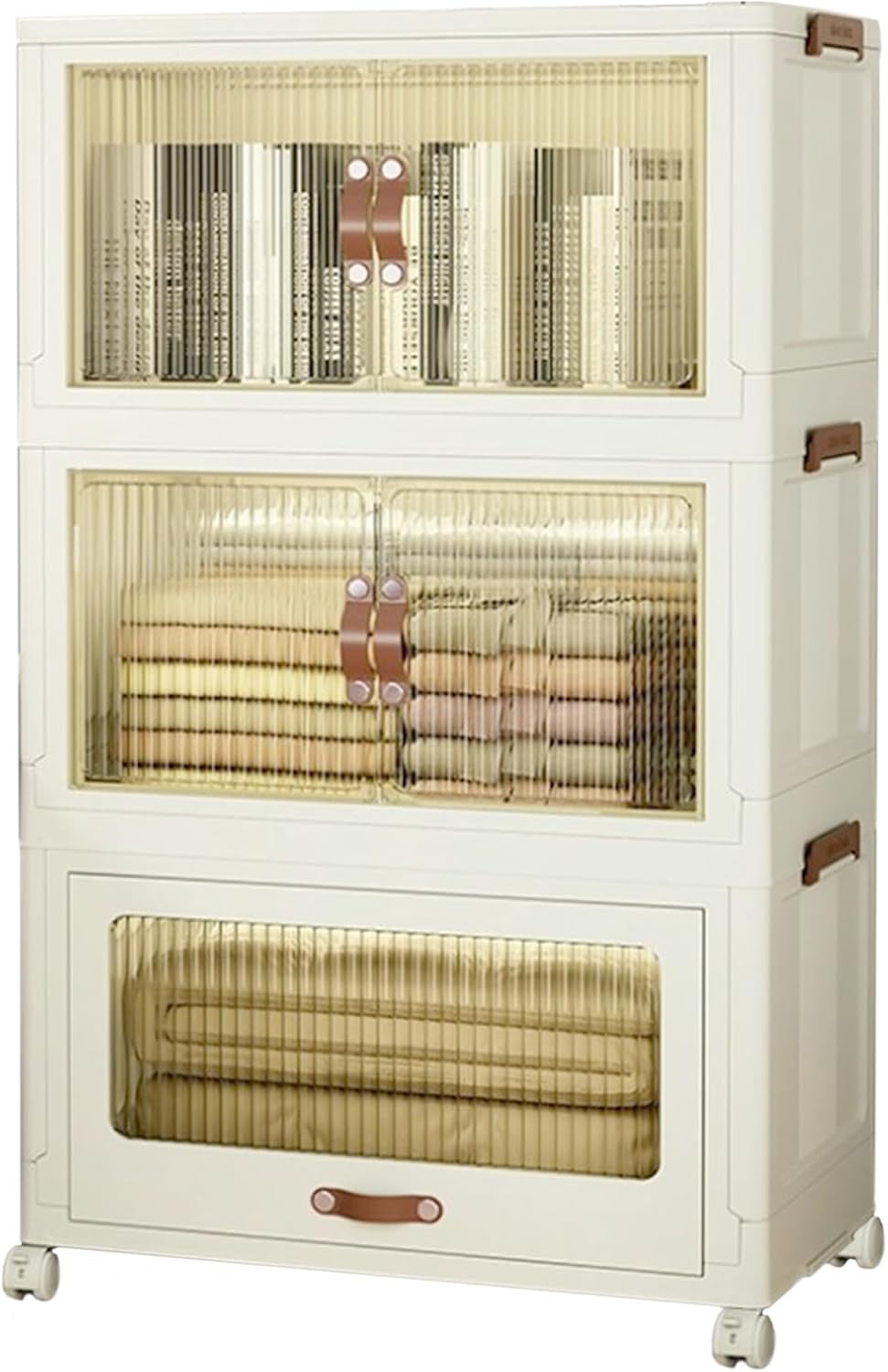 3-Tier Stackable Storage Bins with Lids 65 QT, Collapsible Storage ...