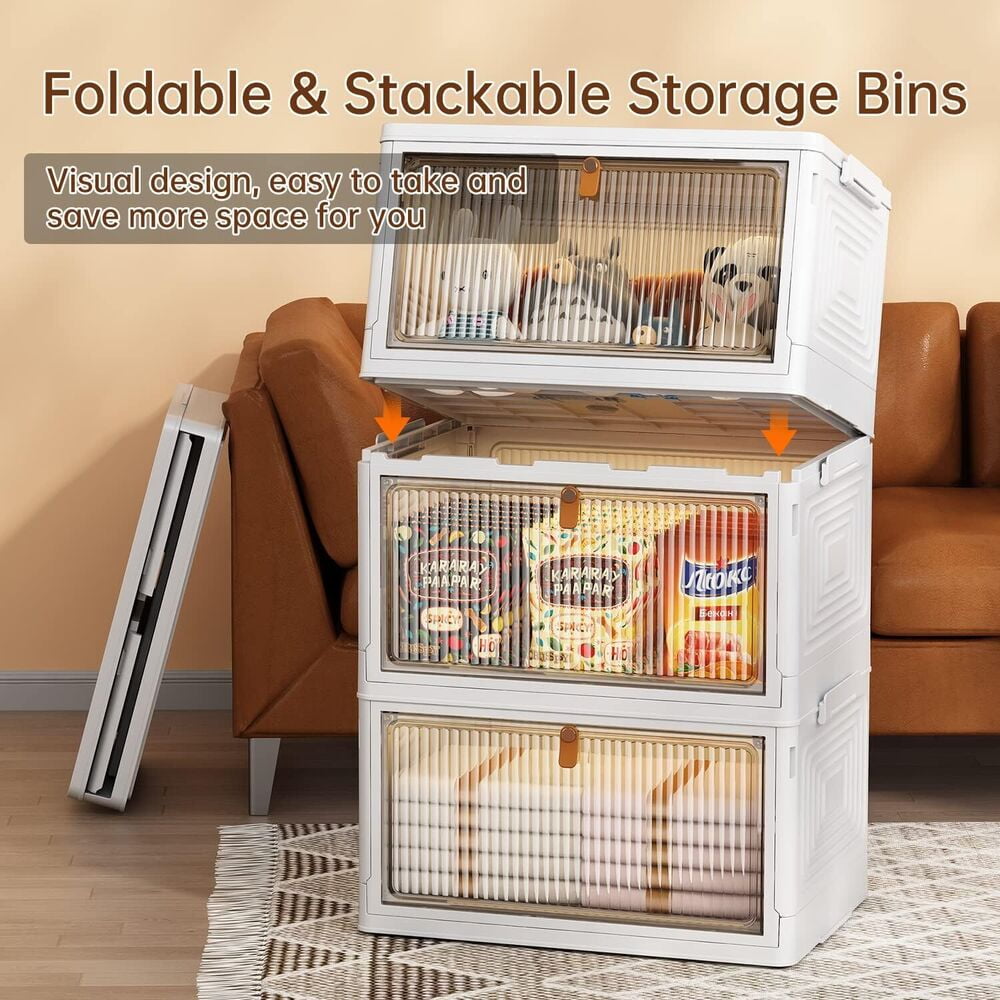 3 Tier Stackable Storage Bins Wardrobe Closet Organizer Container ...