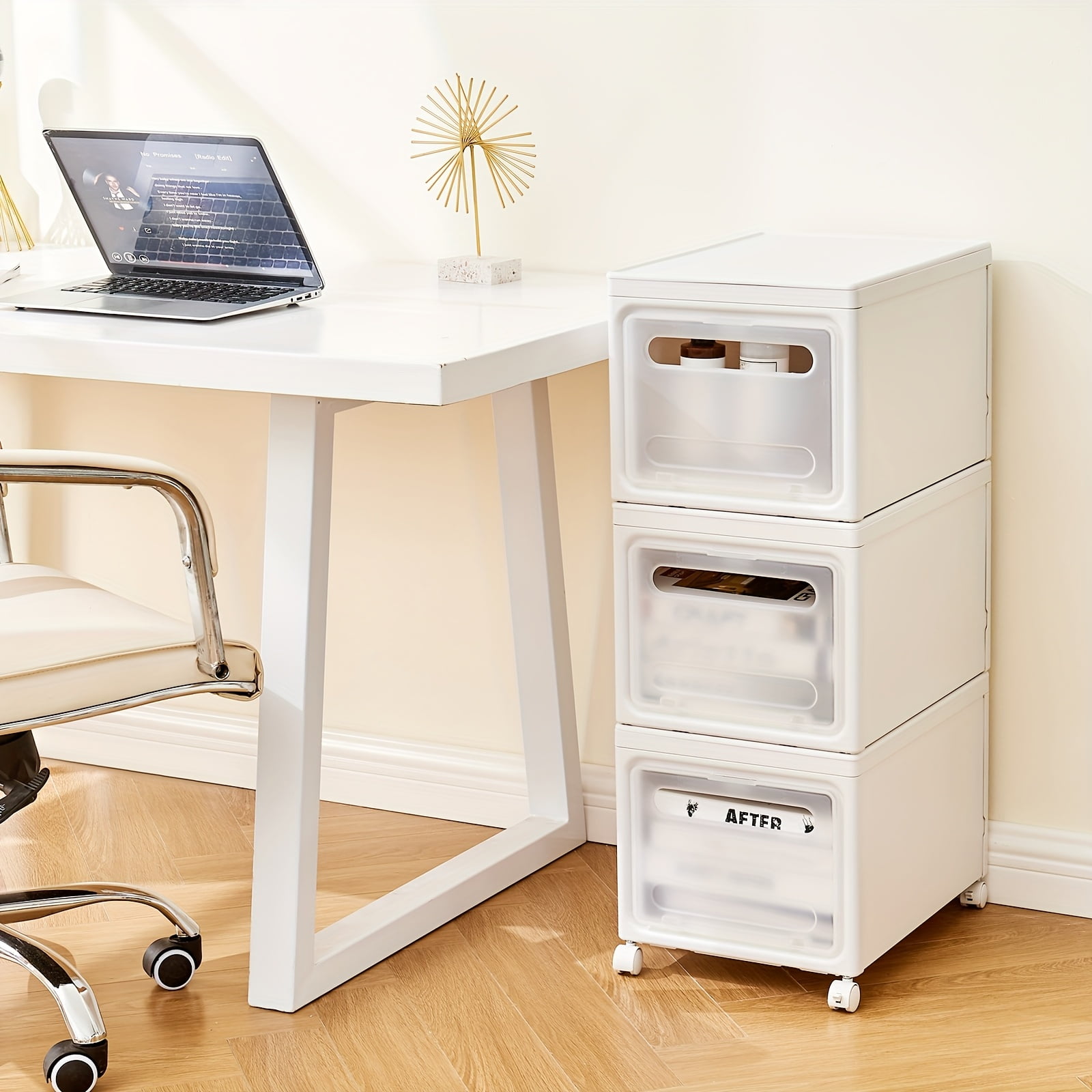 3-Tier Stackable Storage Bins with Wheels & Lid - Foldable Plastic ...