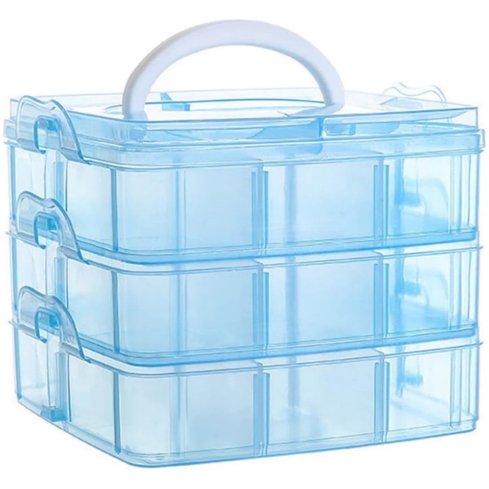 3-Tier Stackable Storage Box,18 Adjustable Dividers Storage Container ...