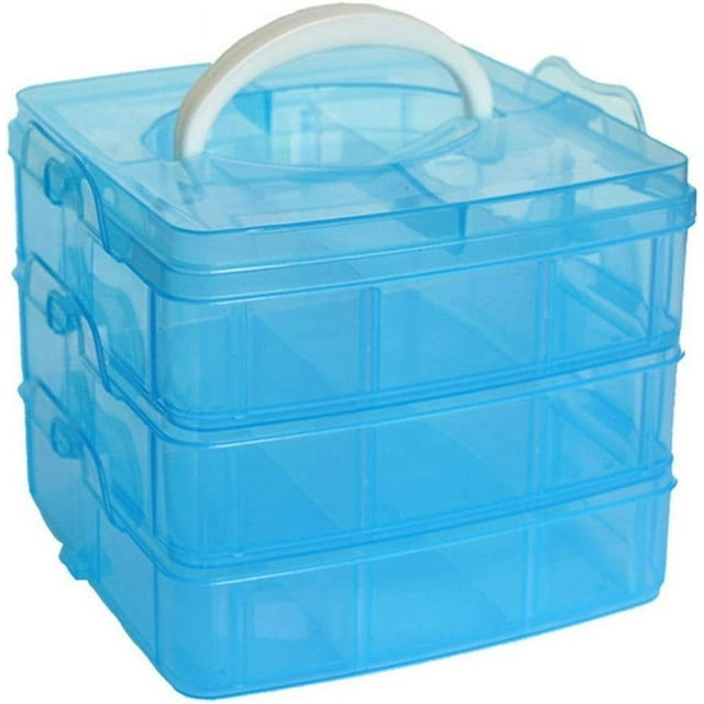 3-Tier Stackable Storage Container with 18 Compartments, Storage Box ...