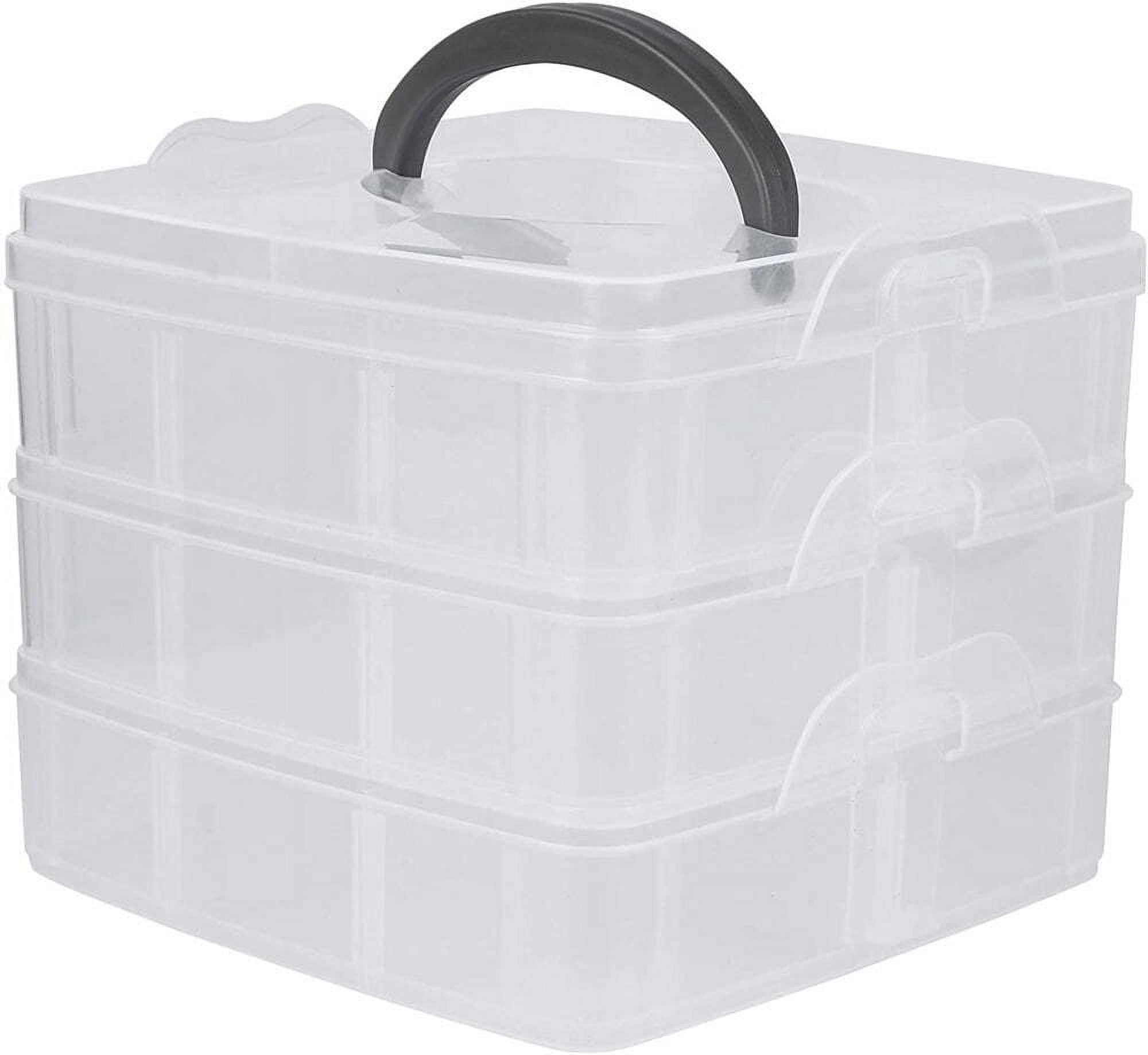 3-Tier Stackable Storage Container Box with 18 Compartments, Plastic ...