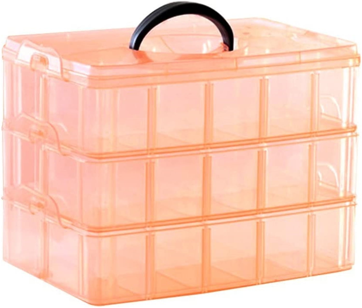 3-Tier Stackable Storage Container Box 30 Compartments Transparent ...
