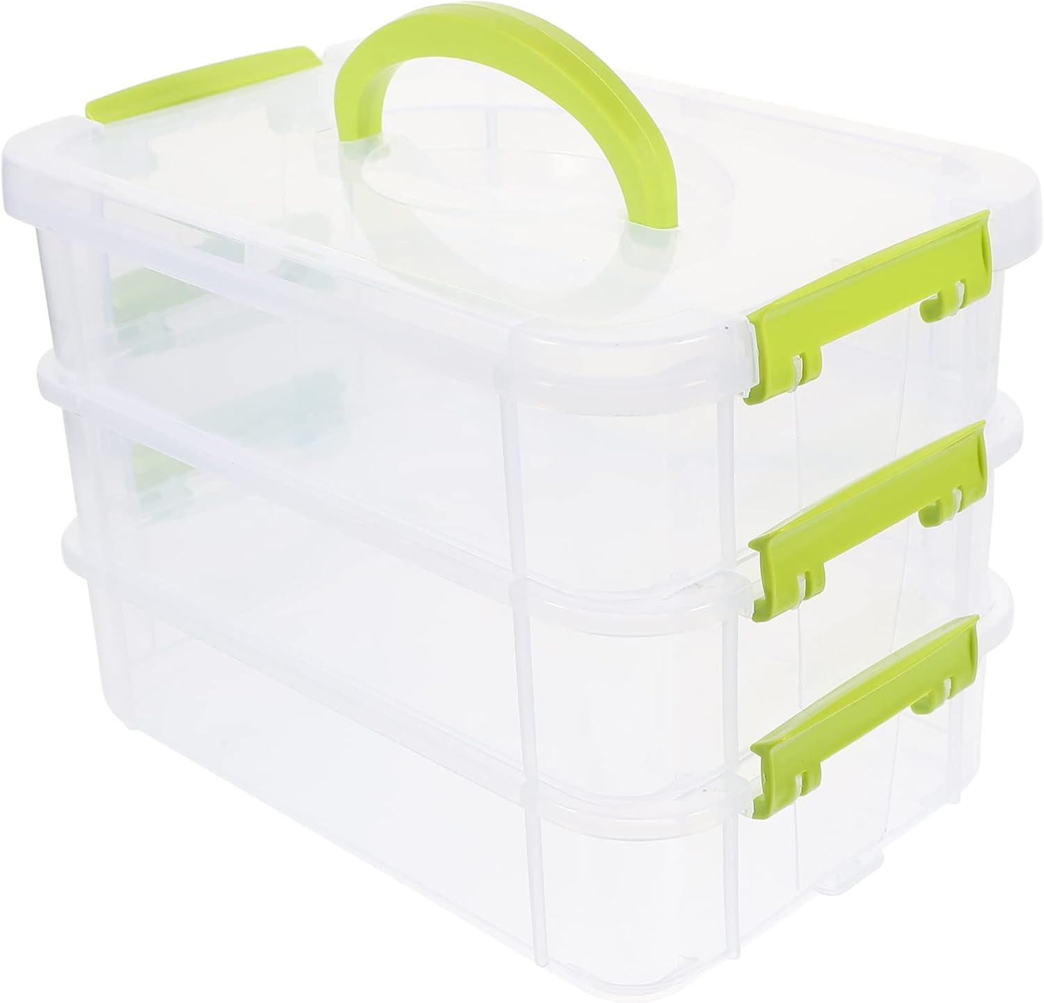 3-Tier Stackable Storage Container Box Handled Organizer Storage Box ...