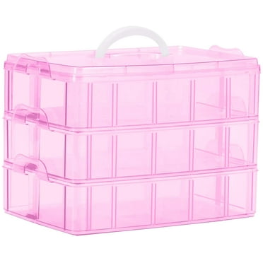 Casewin 3-Tier Stackable Adjustable Compartment Slot Plastic Craft Storage Box Organizer Snap ...