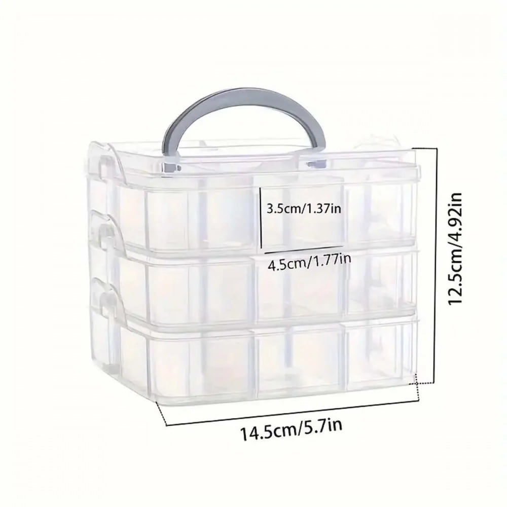 3-Tier Stackable Storage Organizer Box with 18 Adjustable Compartments ...
