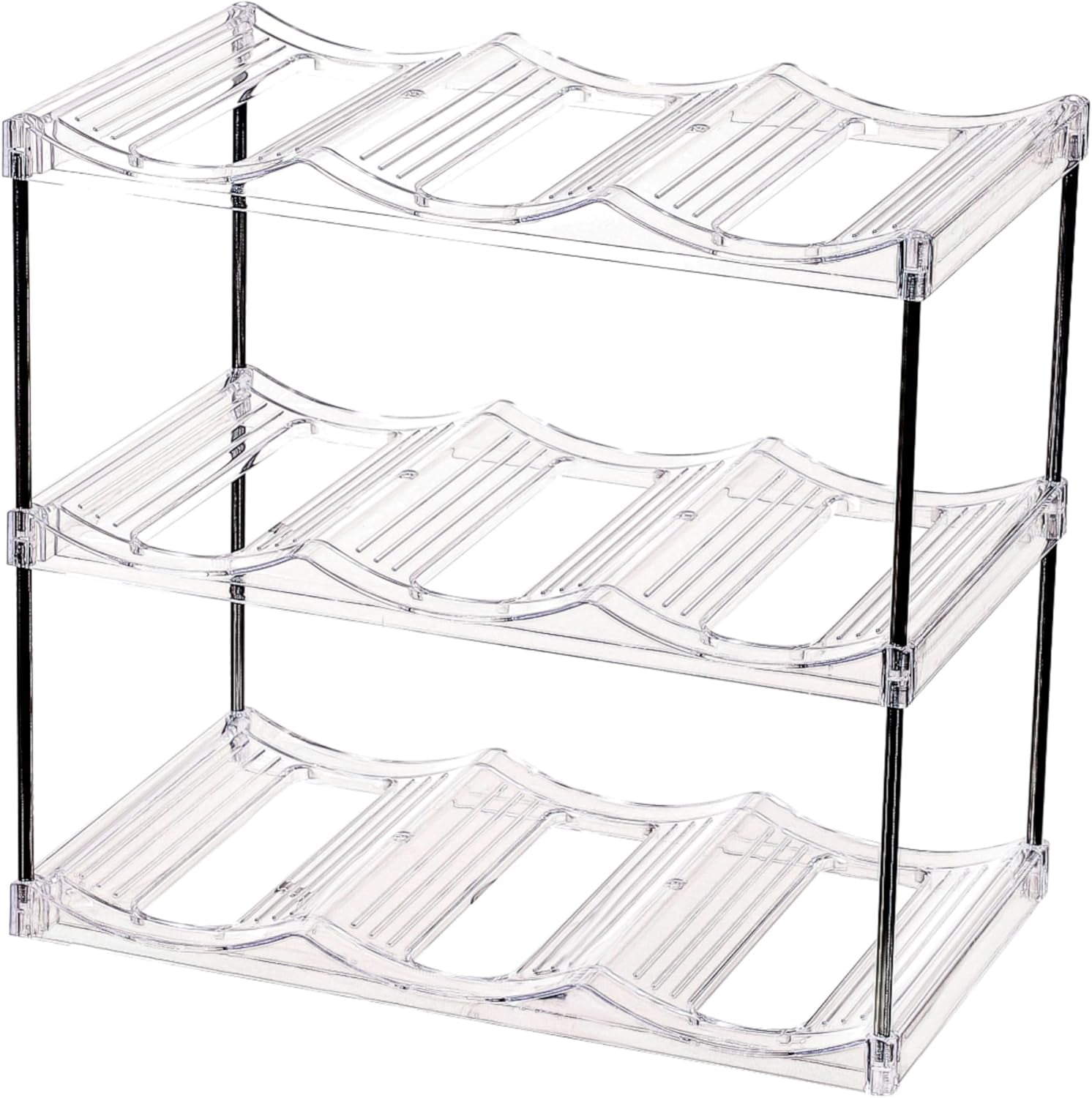 3 Tier Stackable Wine and Water Bottle Holder Free-Standing Fridge Wine ...