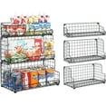 Cosrack 3 Tier Stackable Wire Basket Black with Adjustable Feet Kitchen ...