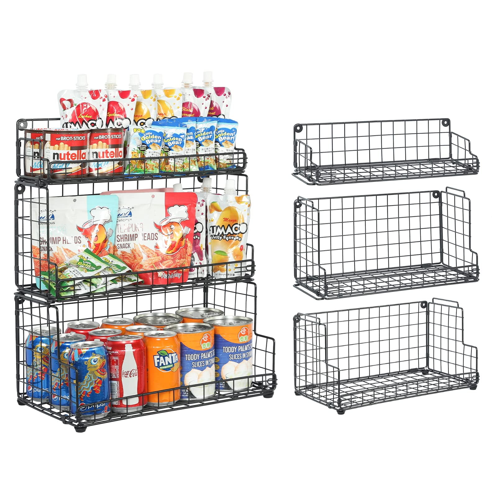 3 Tier Stackable Wire Storage Basket for Kitchen Pantry Countertop or ...