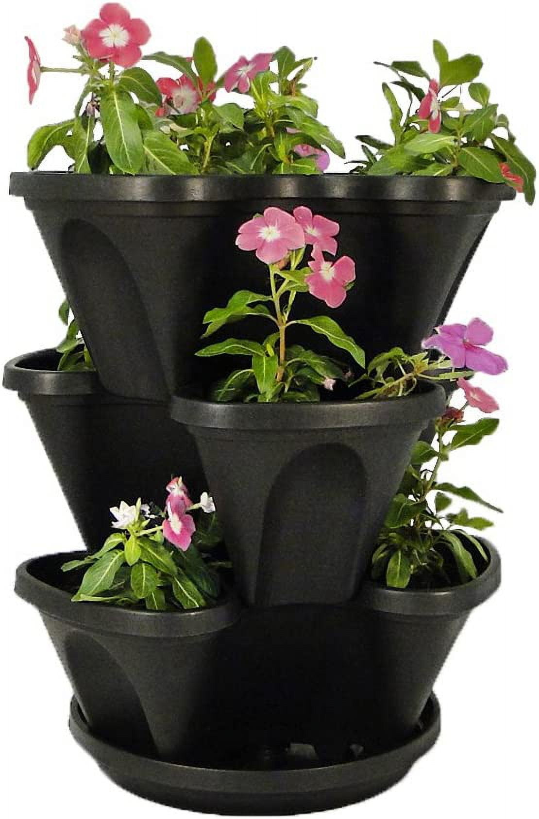 3 Tier Stacking Planter-Flower, Herb, Stackable Garden, Vegetable-Self ...