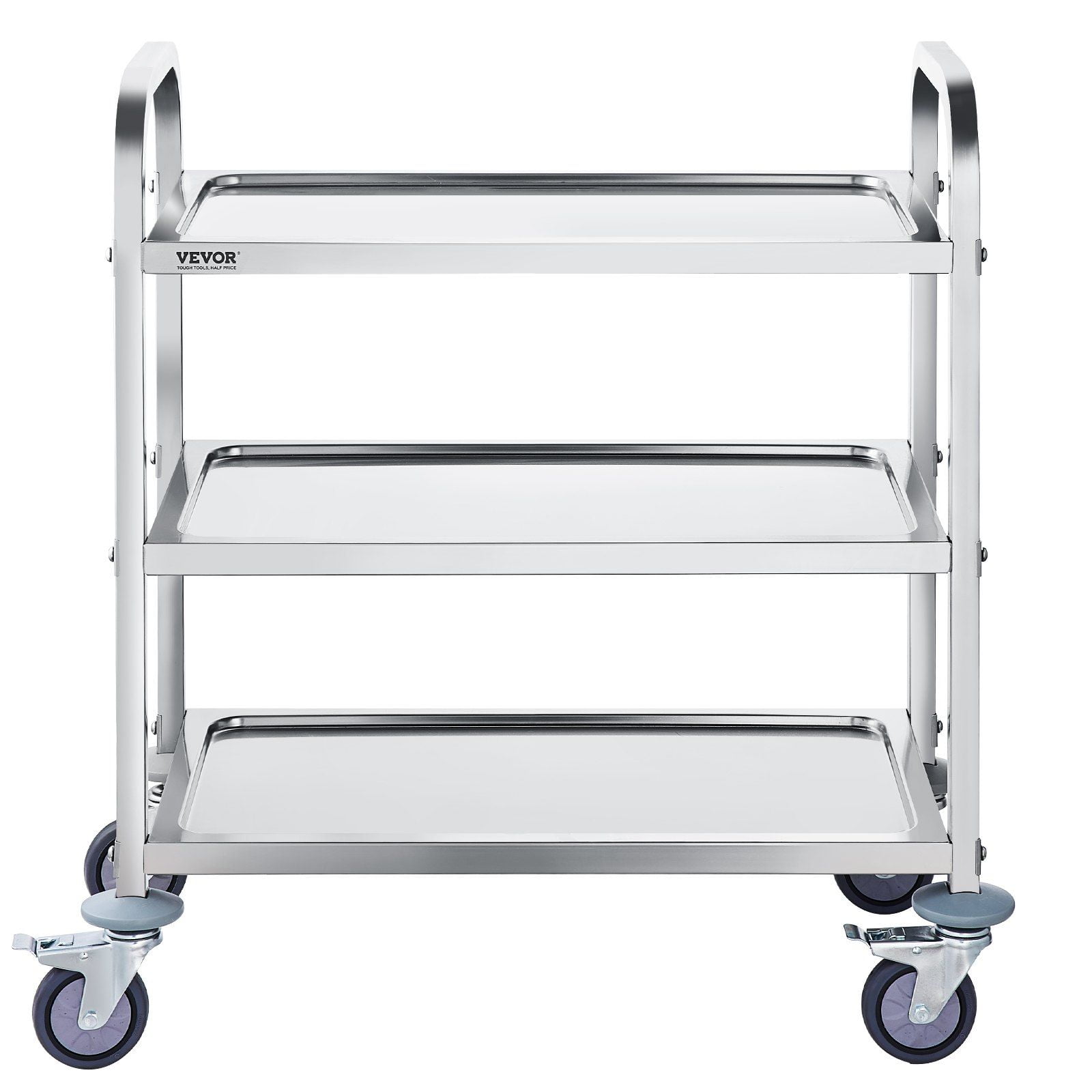 3-Tier Stainless Steel Cart - 400LB Capacity Utility Cart w/Lockable ...