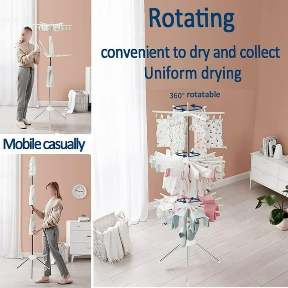3-Tier Stainless Steel Clothes Drying Rack W/ 3 Rotatable Arms for ...
