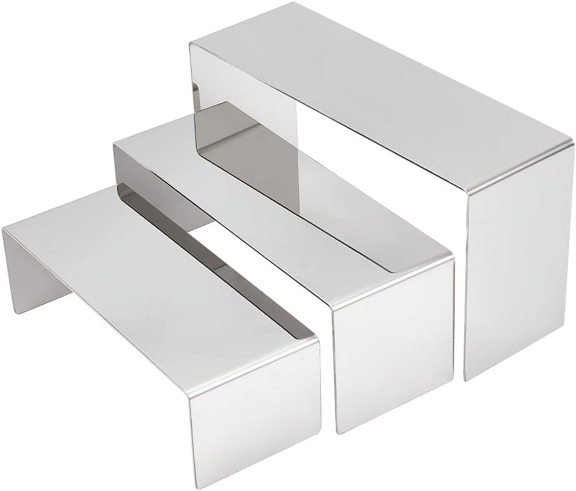 3-Tier Stainless Steel Display Risers 3 Sizes Riser Display Shelf ...