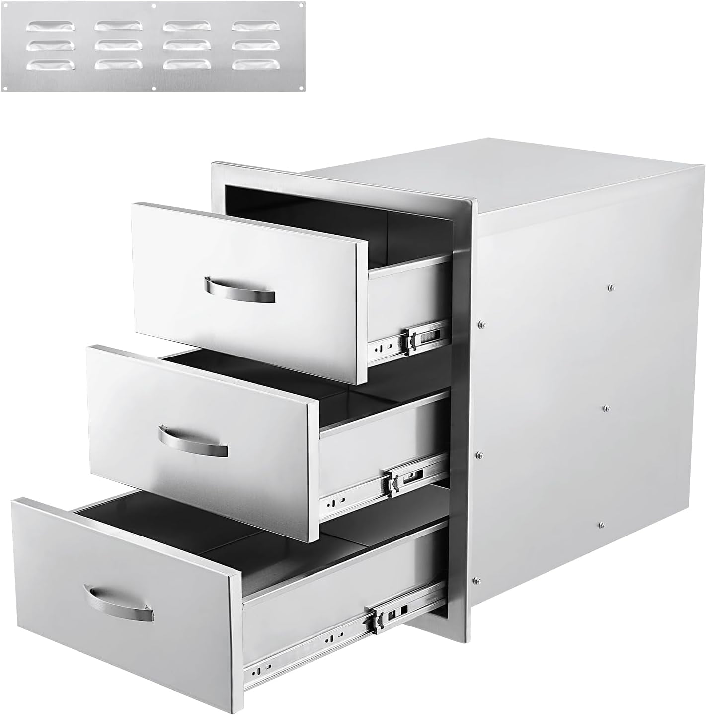 3-Tier Stainless Steel Drawer,Oudoor Kitchen Drawers,Triple Storage ...