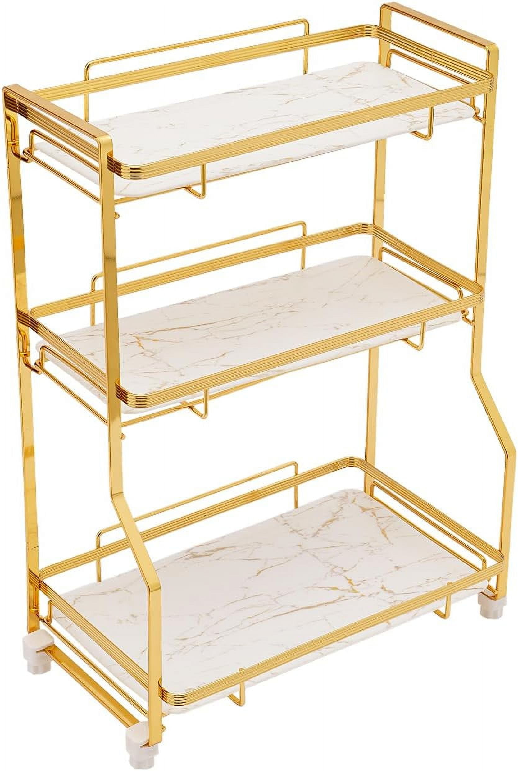3-Tier Stainless Steel Gold Perfume Organizer Bathroom Counter ...