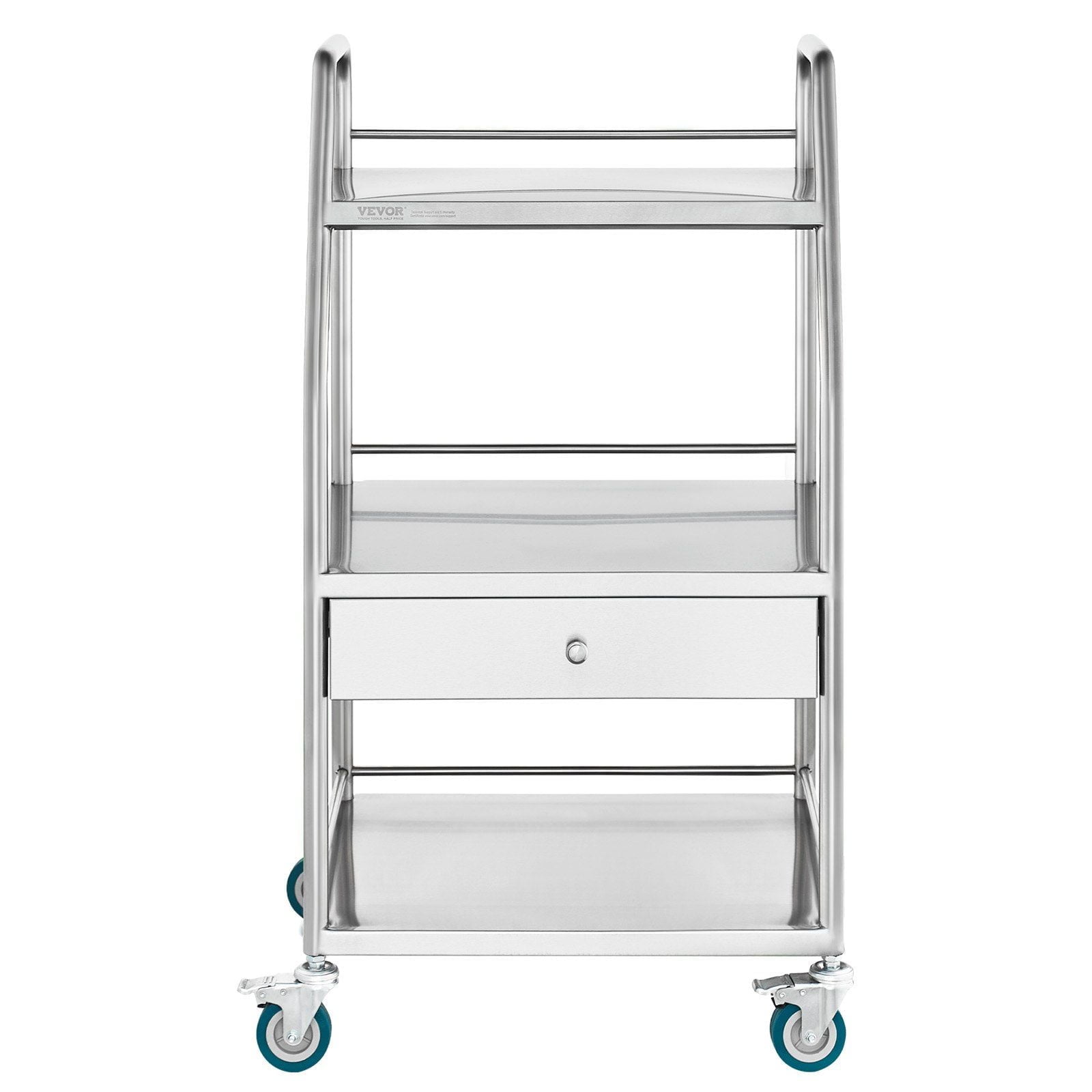 "3-Tier Stainless Steel Lab Cart with Locking Wheels, Medical Rolling ...