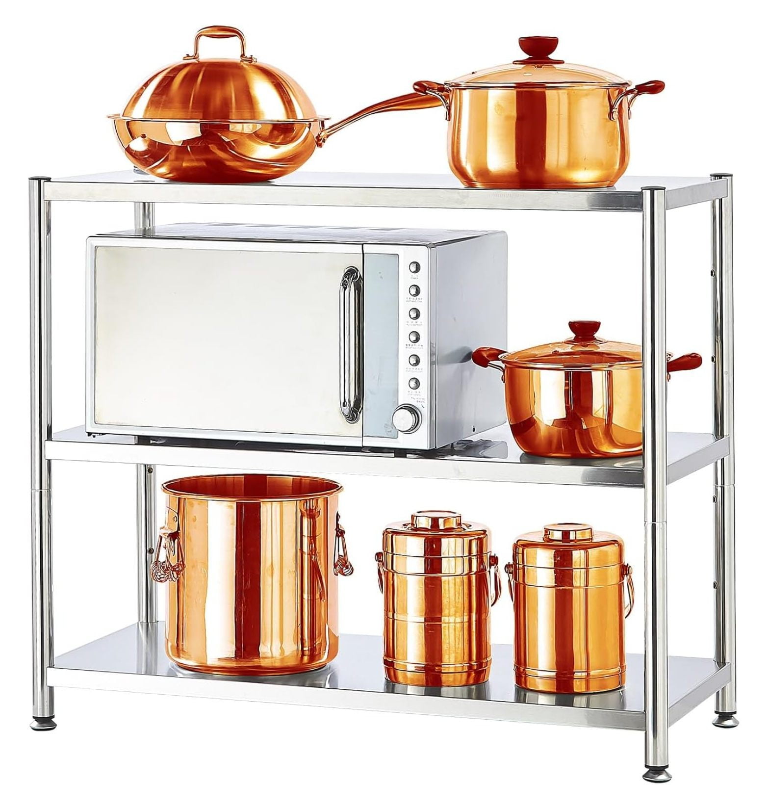 3-Tier Stainless Steel Shelf, Heavy Duty Shelving for Kitchen, Garage ...