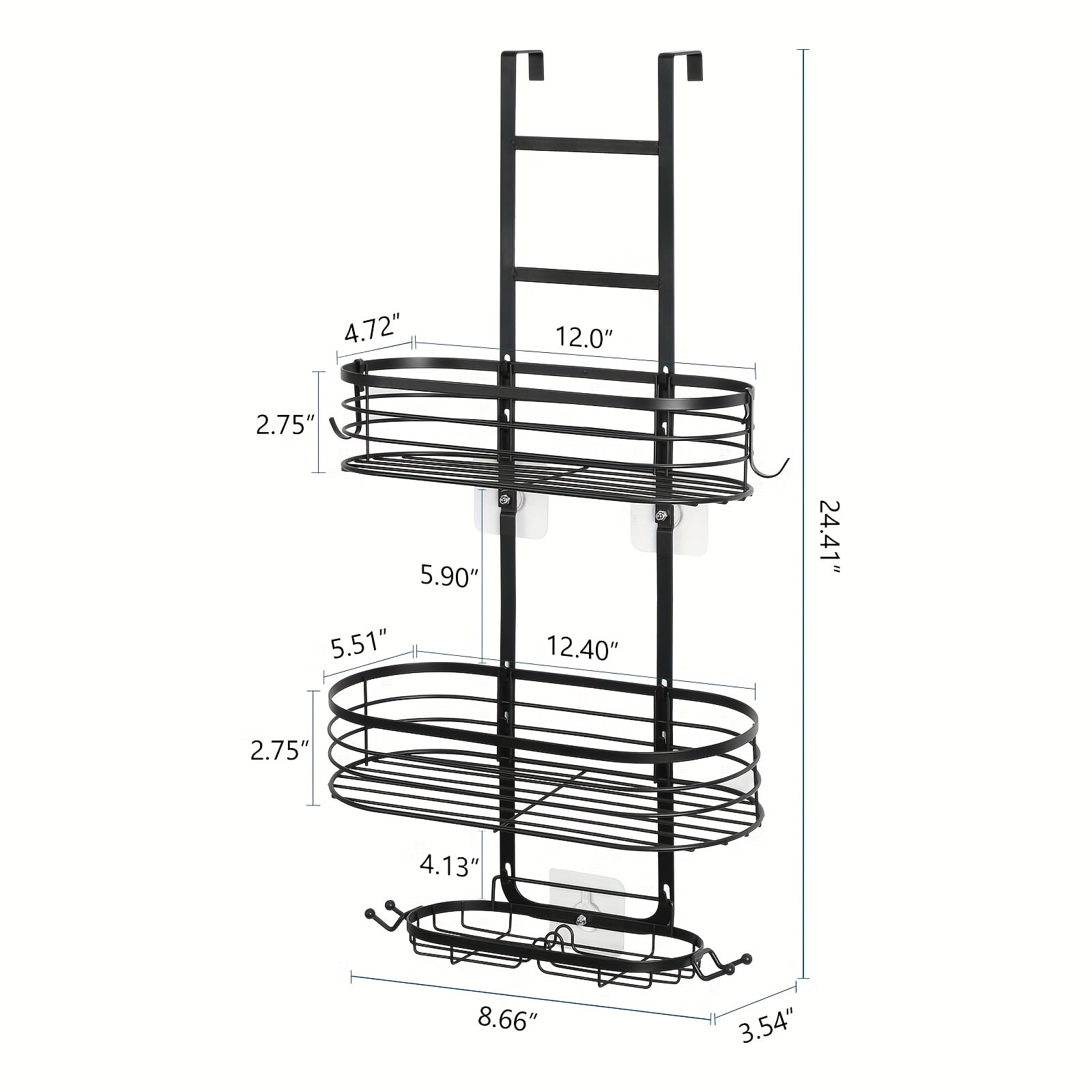 3-Tier Stainless Steel Shower Caddy - Overhead Hanging Organizer with ...