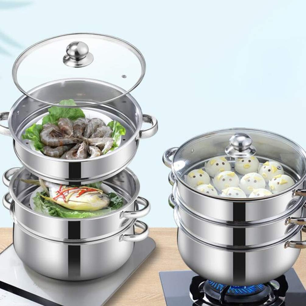 3 Tier Stainless Steel Steamer Pot Multi-Layer Hot Pot for Steaming ...