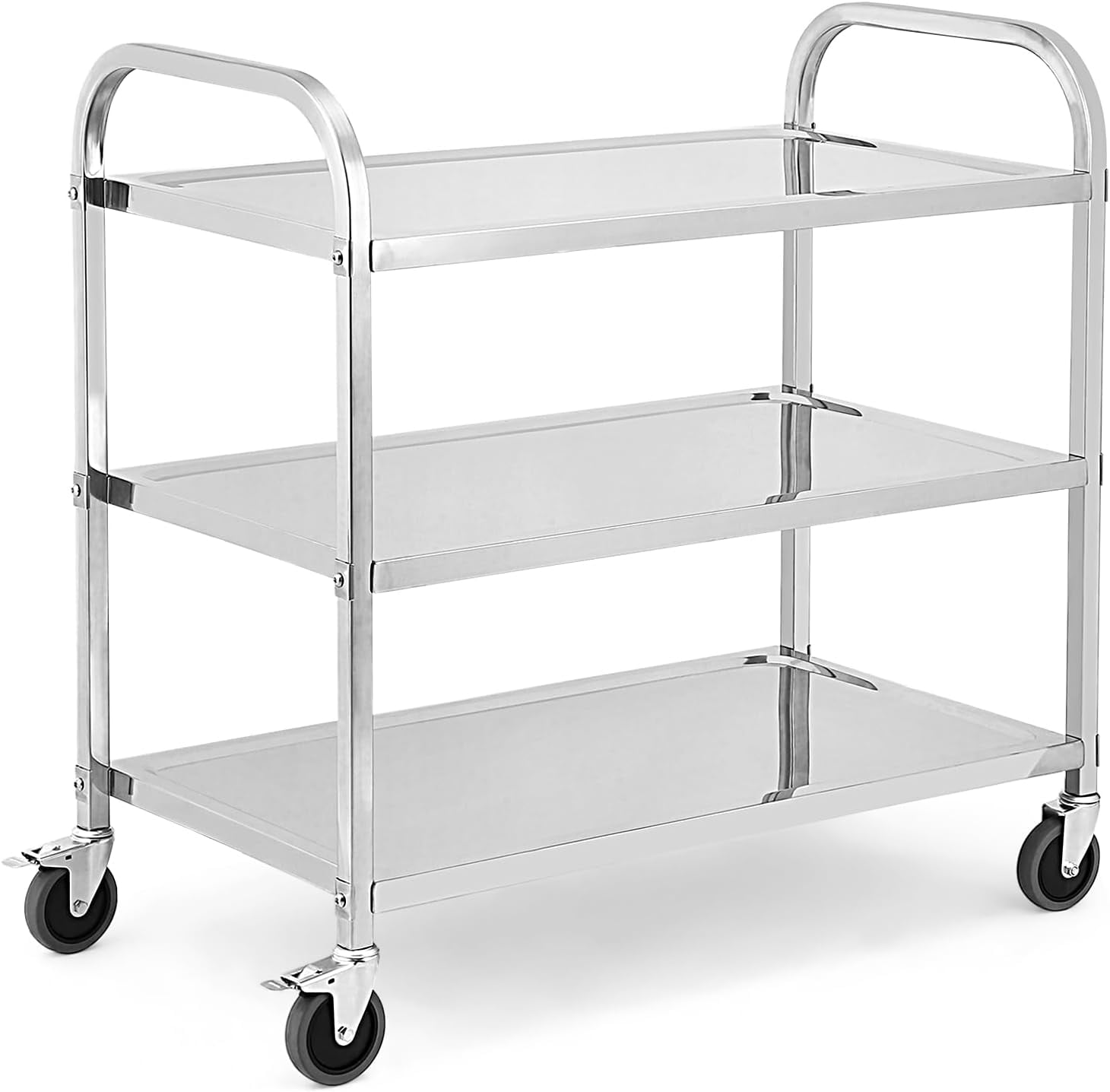 3 Tier Stainless Steel Utility Cart, 220Lbs Metal Utility Cart Storage ...