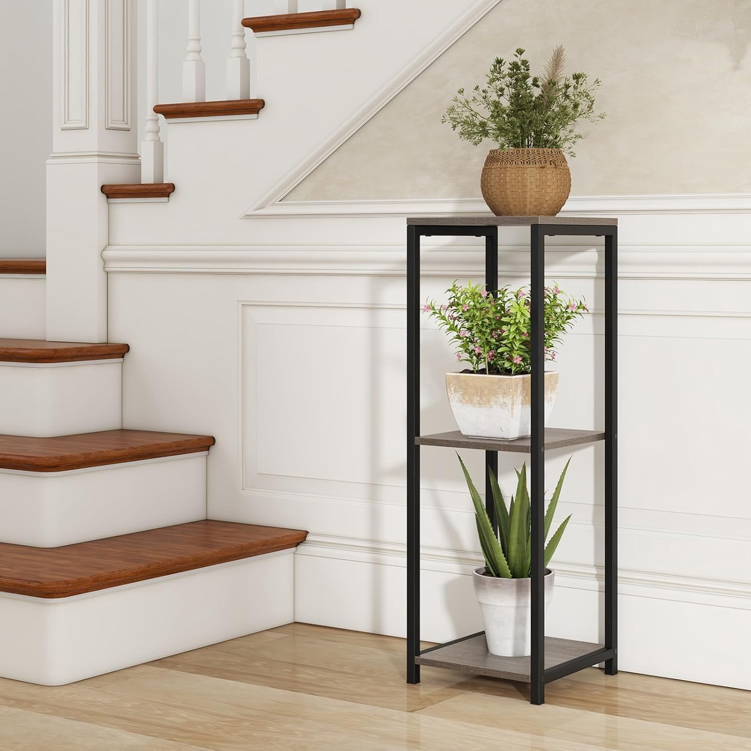 3-Tier Stand Indoor, Side Table with Storage Shelves & Anti-Tipping ...