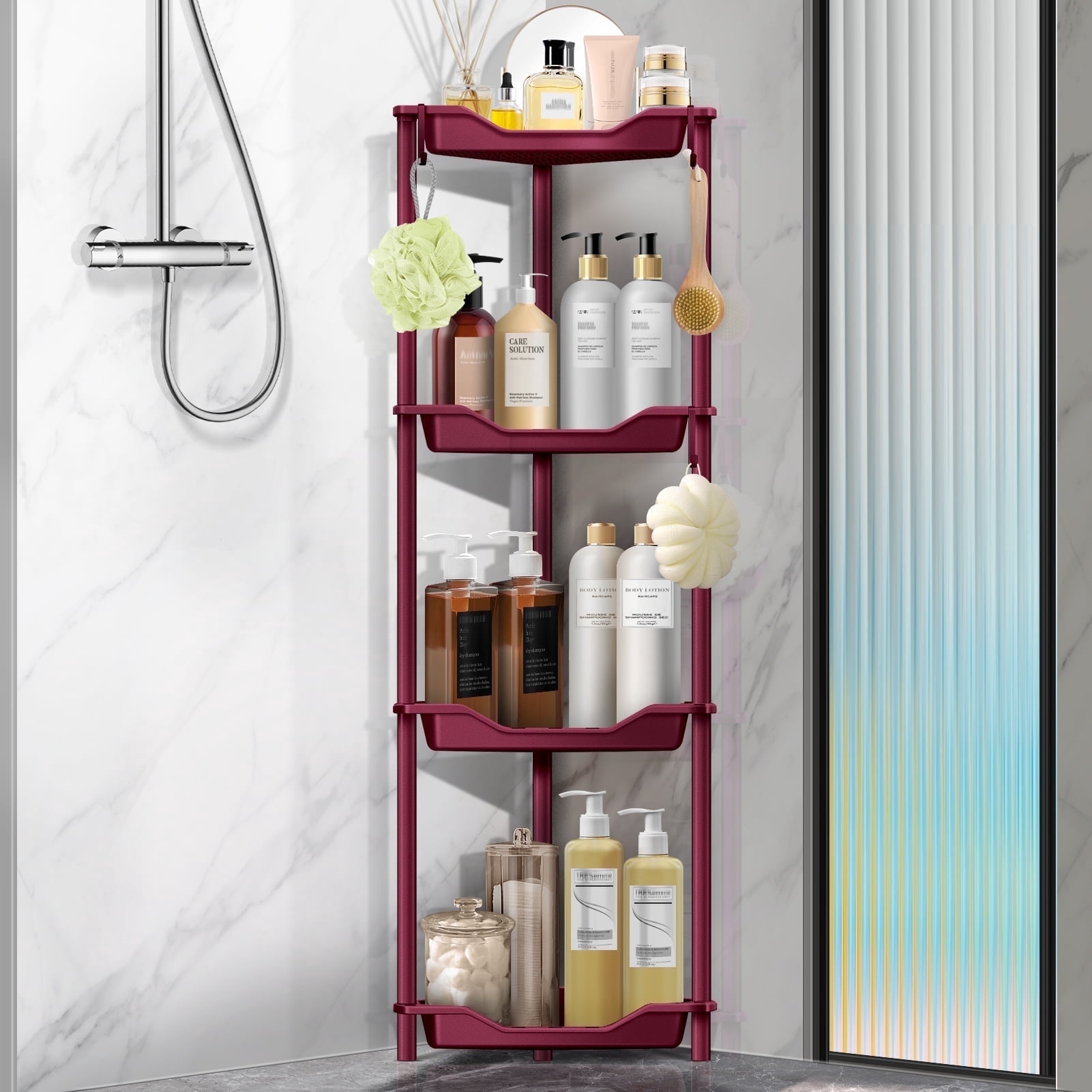 3 Tier Standing Shower Caddy for Bathroom Organizer: Rustproof Corner ...