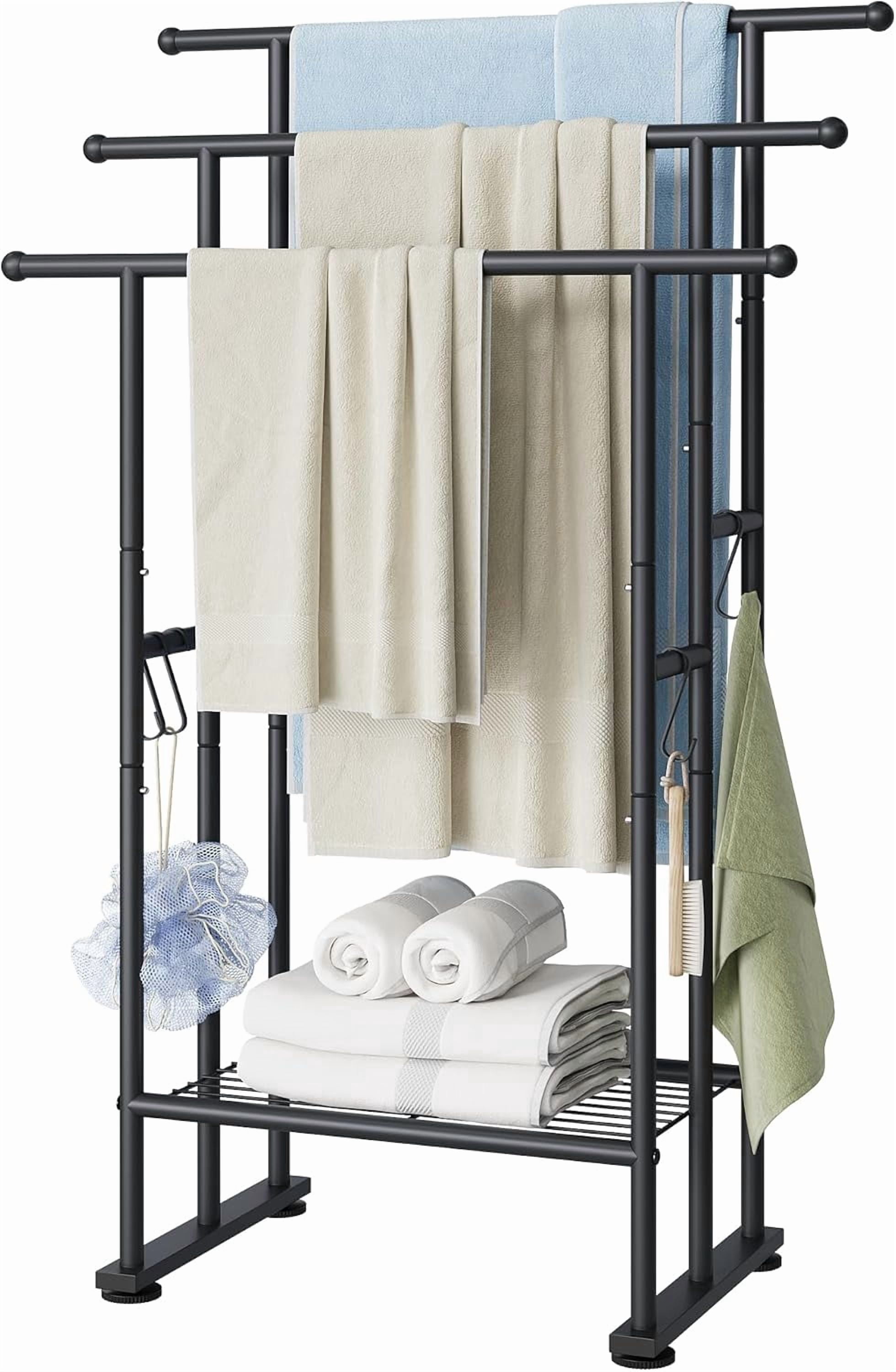 3 Tier Standing Towel Rack, 40'' Tall Towel Drying Rack Outdoor ...