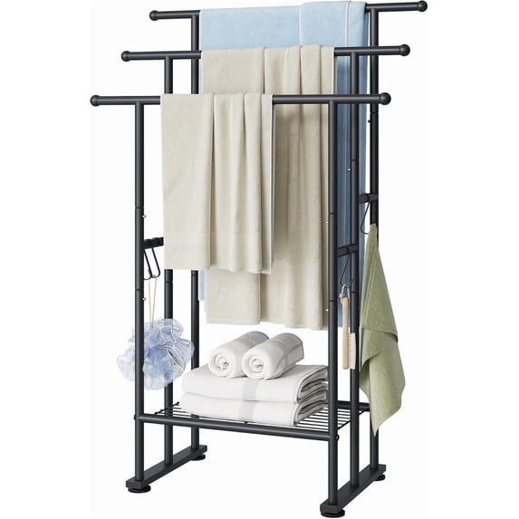 3 Tier Standing Towel Rack, 40'' Tall Towel Drying Rack Outdoor ...