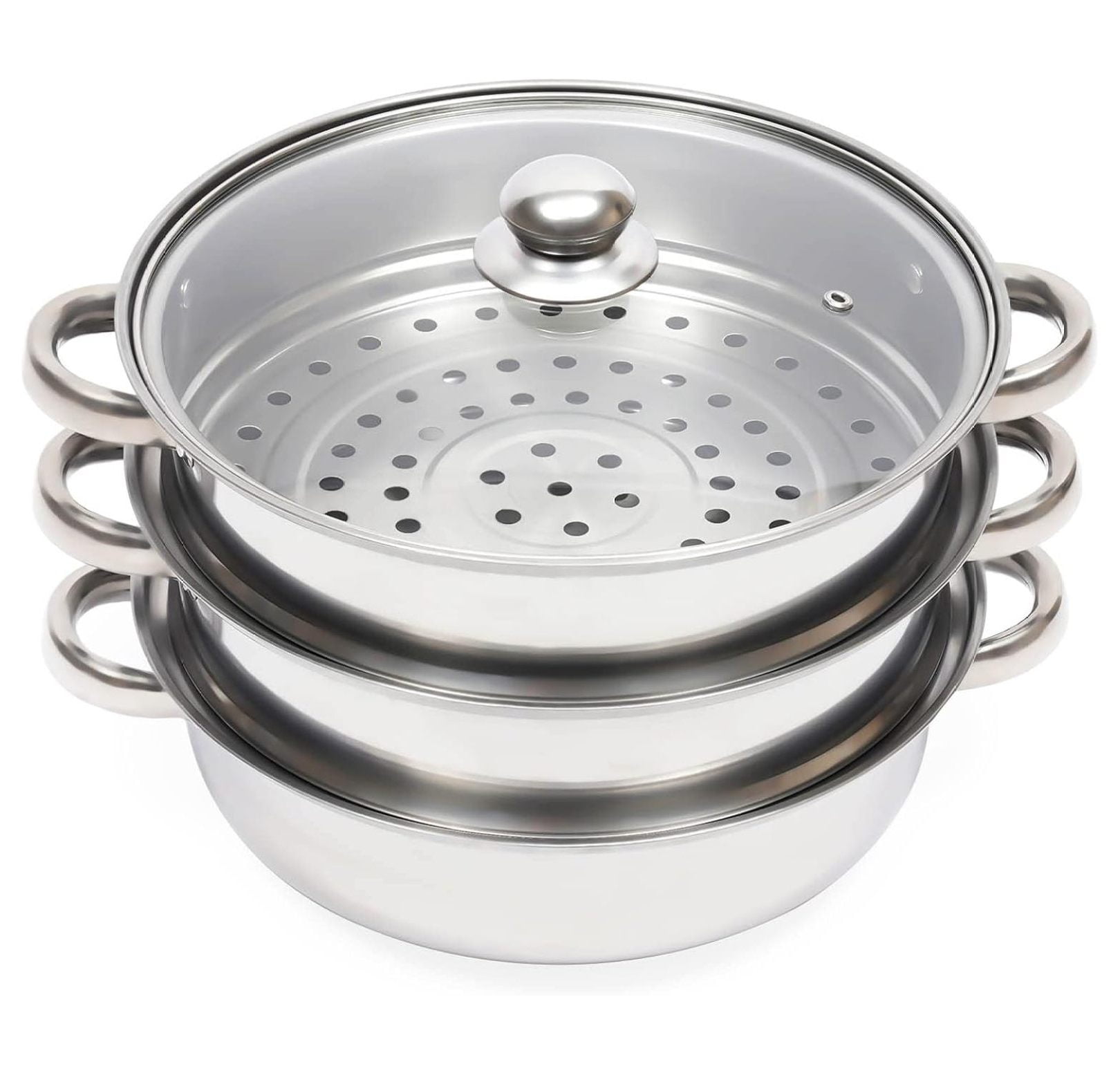 3 Tier Steamer 3-Layer Stainless Steel Steamer Cooker Steam Pot Set Pan ...