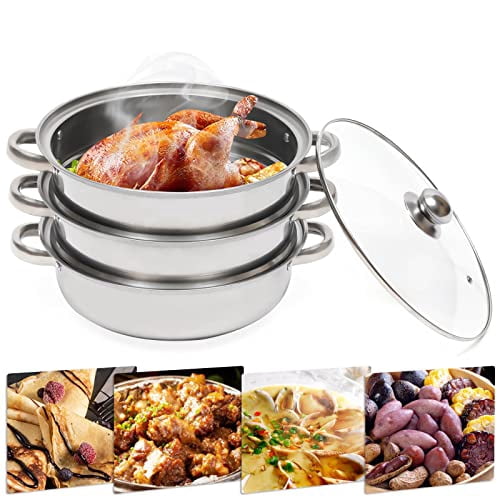 3 Tier Steamer Stainless Steamer for Cooking Multipurpose Steamer Cook ...